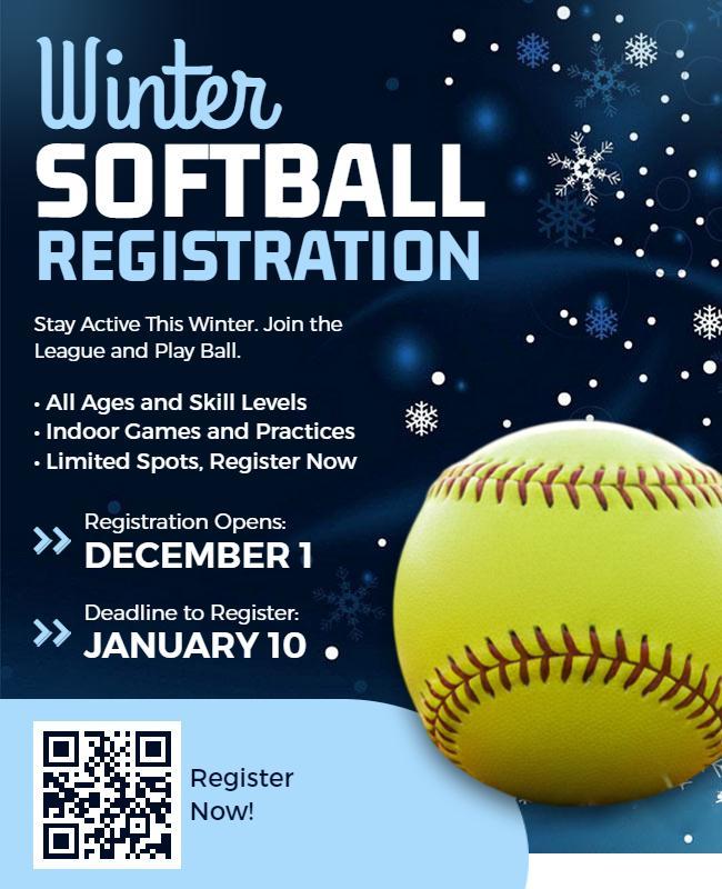 Winter Softball Registration Event Flyer Template
