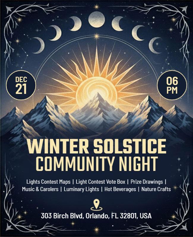 Winter Solstice Community Night Event Flyer Template