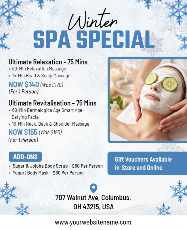 Winter Spa Package Promotion Flyer Template