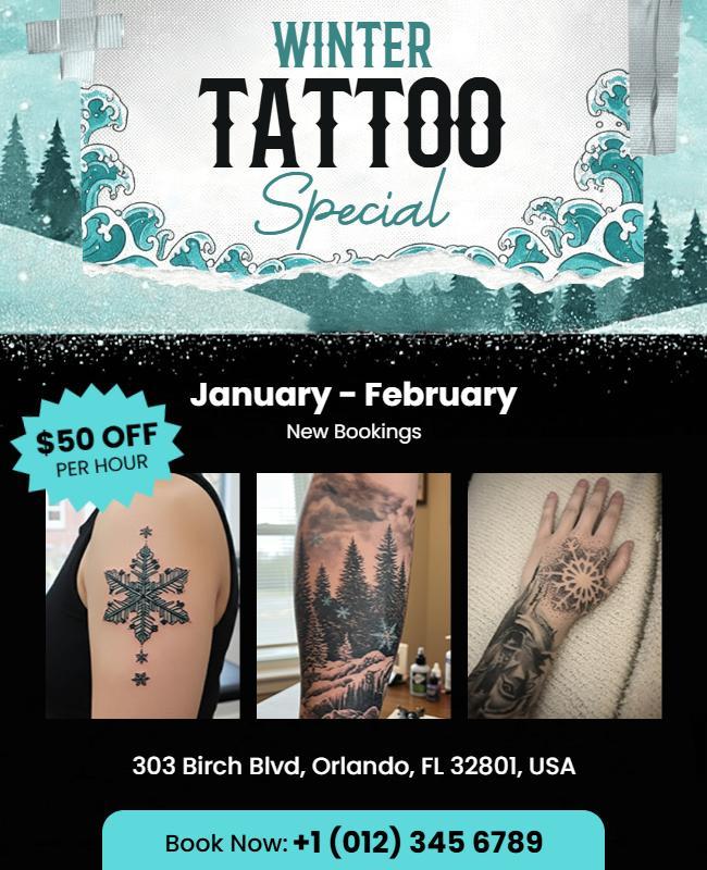 Winter Tattoo Promotion Event Flyer Template