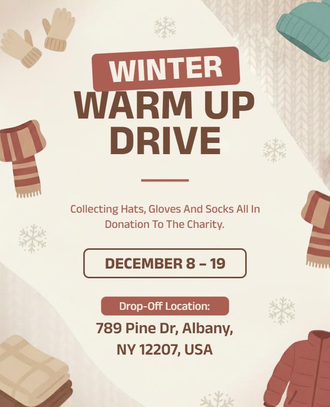 Winter Warm up Drive Information Flyer Template