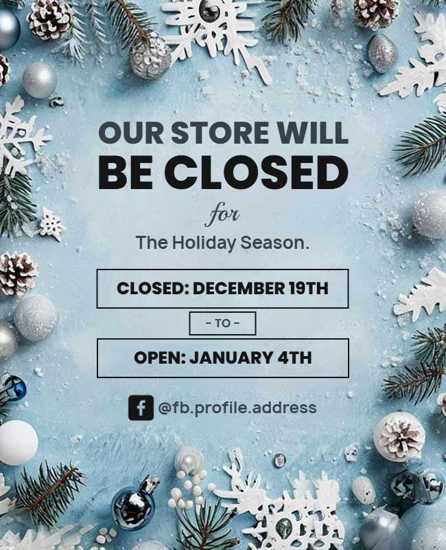 Winter Wonderland Holiday Season Store Closure Poster Template