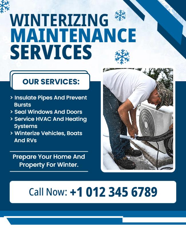 Winterizing Home Maintenance Services Flyer Template