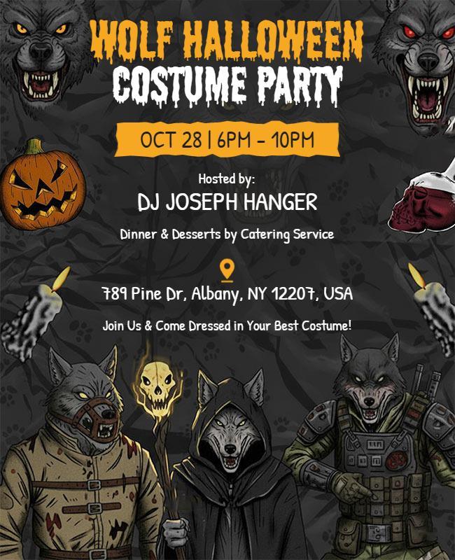 Wolf Halloween Costume Party Flyer Template