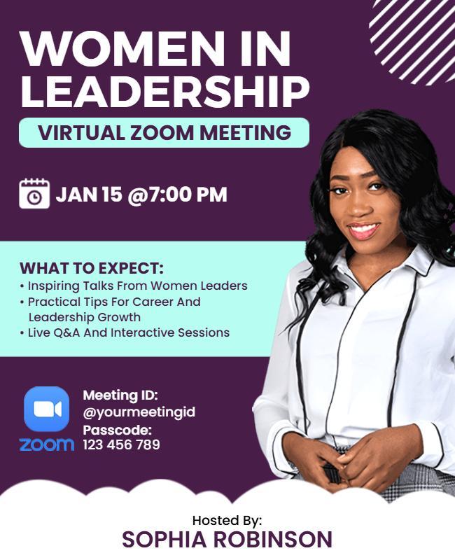 Women in Leadership Virtual Meeting Flyer Template