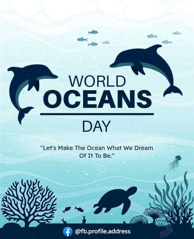 World Oceans Day Celebration Poster Template