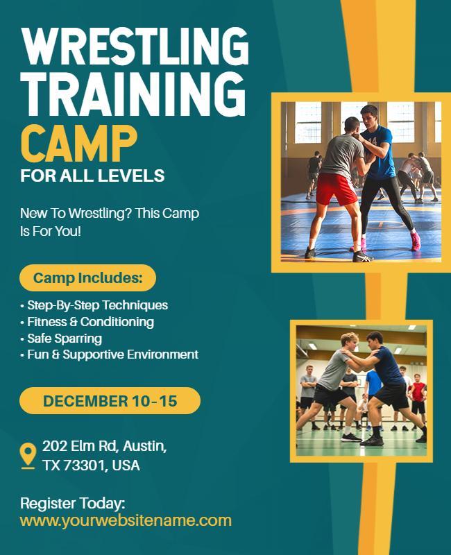 Wrestling Training Camp Promotional Flyer Template