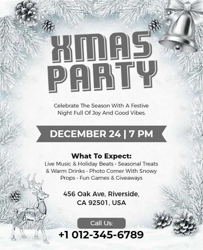 Xmas Party Invitation with Event Details Flyer Template