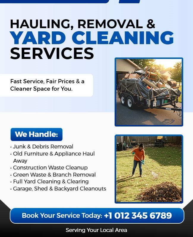 Yard Cleaning and Hauling Service Flyer Template