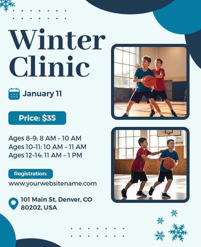 Youth Basketball Winter Clinic Flyer Template