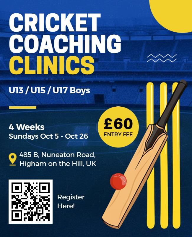 Youth Cricket Coaching Clinics Flyer Template