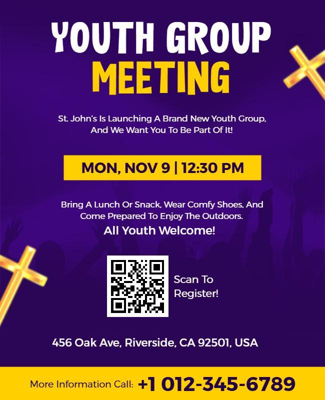 Youth Group Meeting Invitation Flyer Template