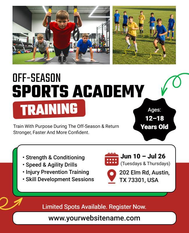 Youth Off-Season Sports Training Academy Flyer Template