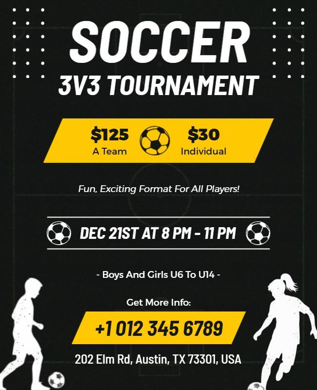 Youth Soccer 3v3 Tournament Flyer Template