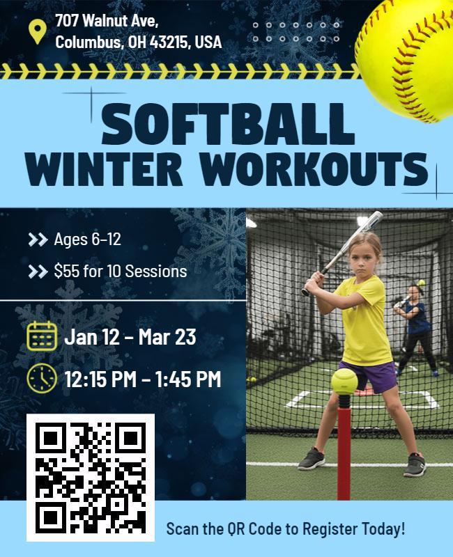 Youth Softball Training Winter Workouts Flyer Template