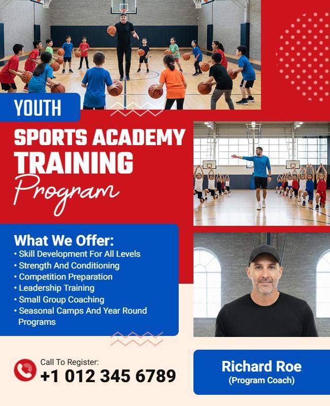 Youth Sports Academy Training Program Flyer Template