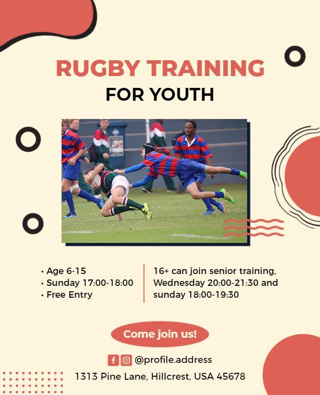 Youth Sports Engagement Rugby Training Session Poster Template