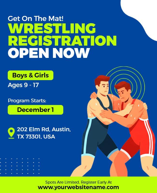 Youth Wrestling Registration Promotional Flyer Template