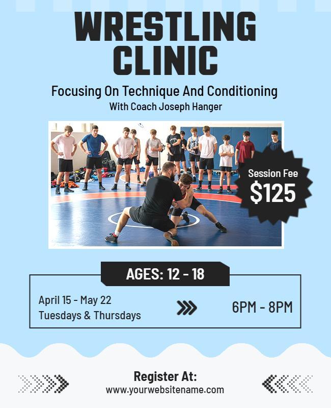 Youth Wrestling Techniques Clinic Flyer Template