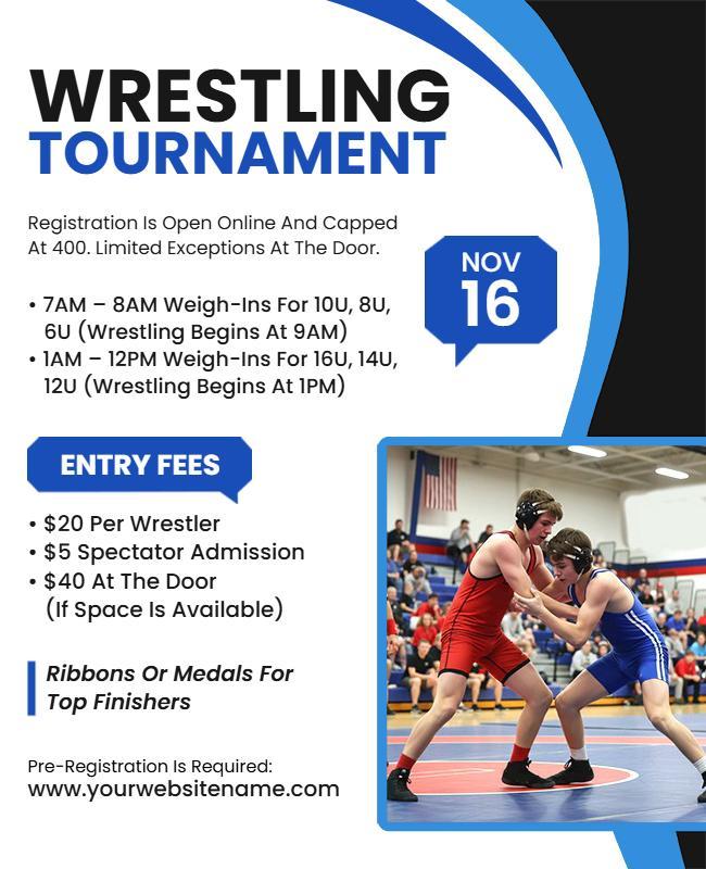 Youth Wrestling Tournament Registration Flyer Template