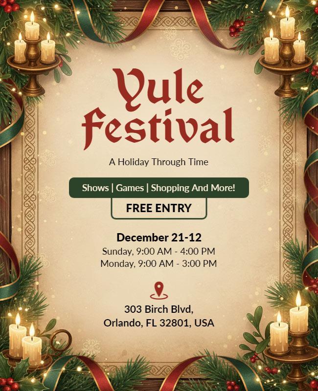 Yule Festival Holiday Celebration Flyer Template