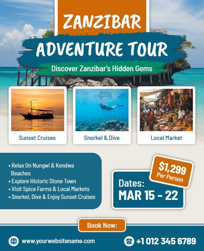 Zanzibar Adventure Tour Promotional Flyer Template