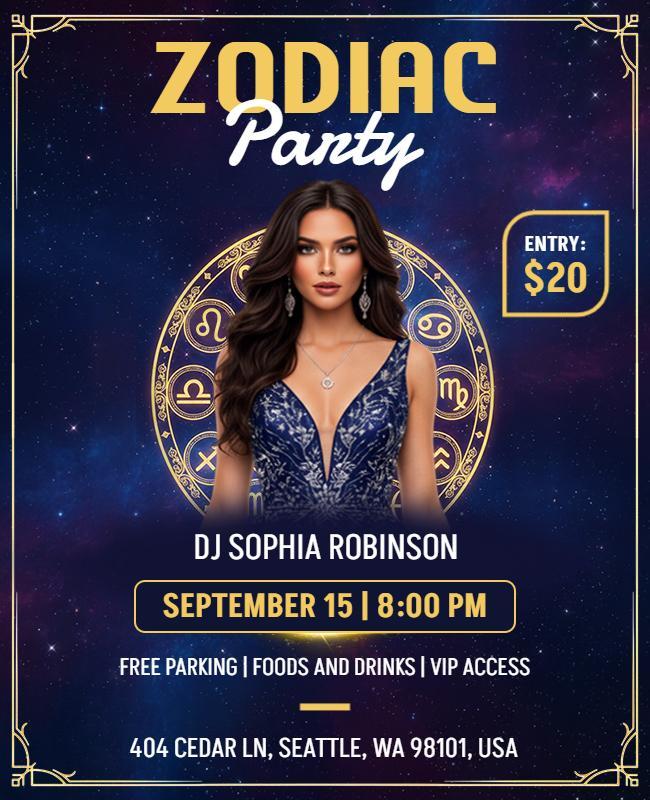 Zodiac Themed Night Party Flyer Template