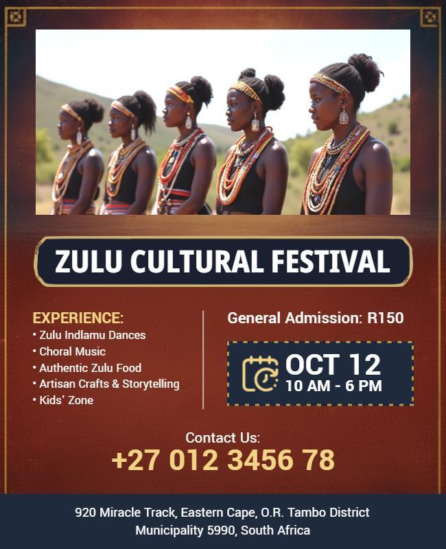 Zulu Cultural Festival Celebration Event Flyer Template