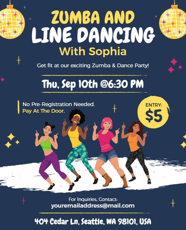 Zumba and Line Dancing Event Flyer Template
