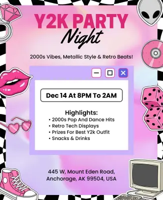 Free Printable Y2K Party Flyer Templates for Birthday & Events