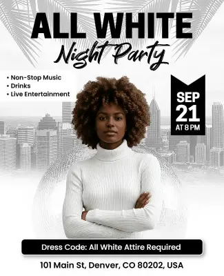 All White Party Flyer Templates – Free & Customizable Designs