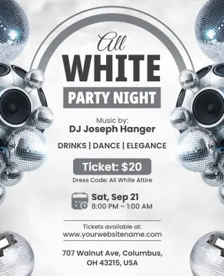 All White Party Flyer Templates – Free & Customizable Designs