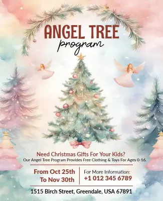 Editable Angel Tree Flyer Templates for Christmas Programs