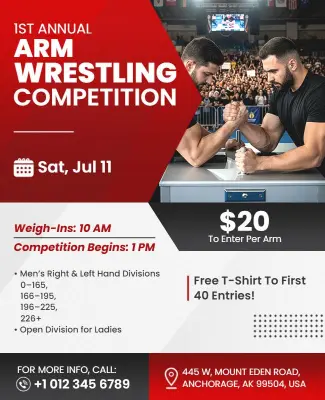 Editable Wrestling Flyer Templates for Competition & Pro Matches