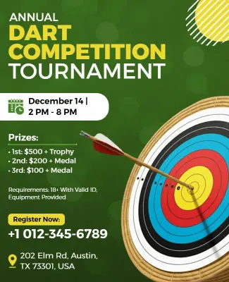 Editable Dart Flyer Templates for Tournaments & Competitions
