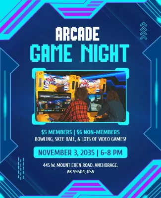 Customizable Arcade Flyer Templates for Parties & Game Nights