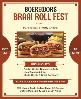 Customizable Braai Flyer Templates for Parties & Events