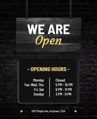 Opening Hours Flyer Templates – Free & Editable | DesignWiz
