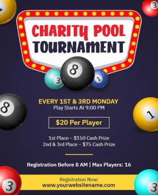 Pool Tournament Flyer Templates for 8-Ball and 9-Ball