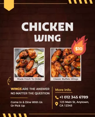 Customizable Chicken Wings Flyer Templates for Specials & Sales
