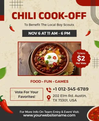 Chili Cook-Off Flyer Templates - Free & Editable Designs
