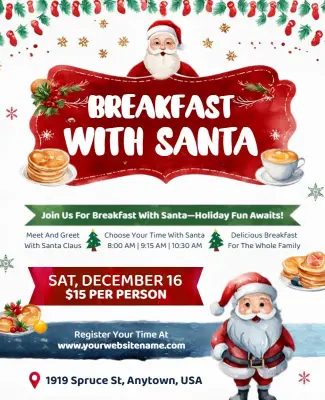 Editable Breakfast with Santa Flyers for Family-Friendly Events