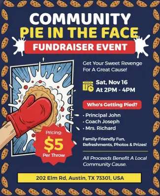 Free Pie in the Face Flyer Templates for Fun Fundraisers