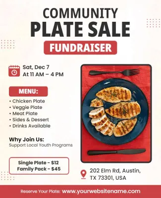 Fundraiser Plate Sale Flyer Templates for BBQ and Events