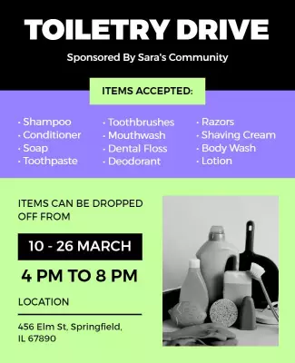 customizable Toiletry Drive Flyer Templates | DesignWiz