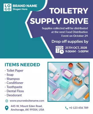 customizable Toiletry Drive Flyer Templates | DesignWiz