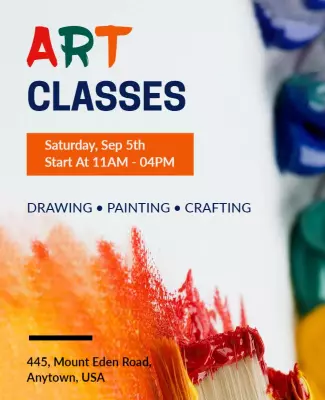 Customizable Art Classes Flyer Templates for Kids & Beginners