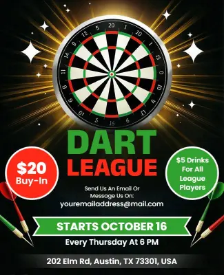 Editable Dart Flyer Templates for Tournaments & Competitions