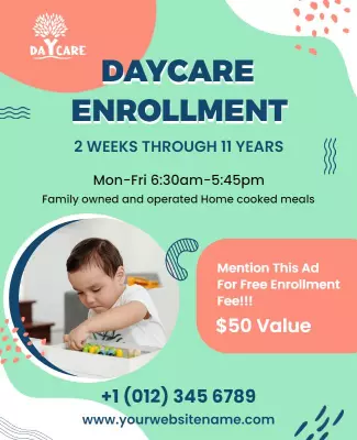 Customizable Daycare Flyer Templates for Enrollment & Hiring