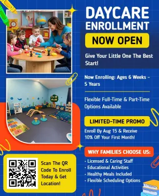 Customizable Daycare Flyer Templates for Enrollment & Hiring